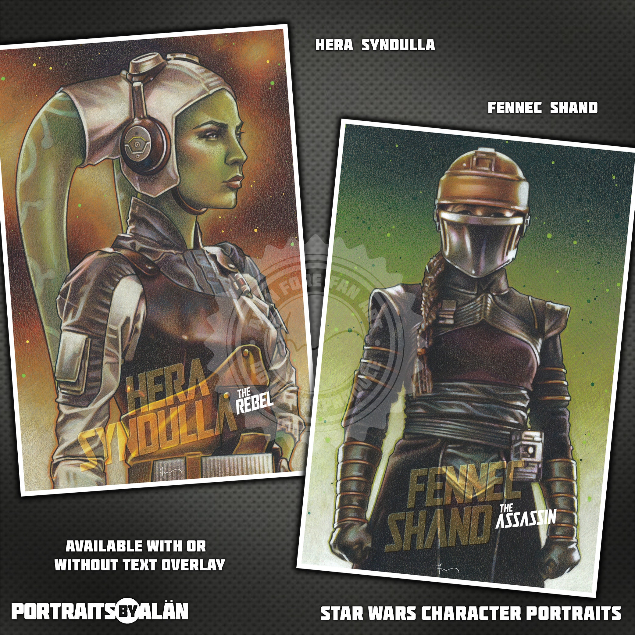 Star Wars Character Prints - Color Portraits With or Without Text of ...